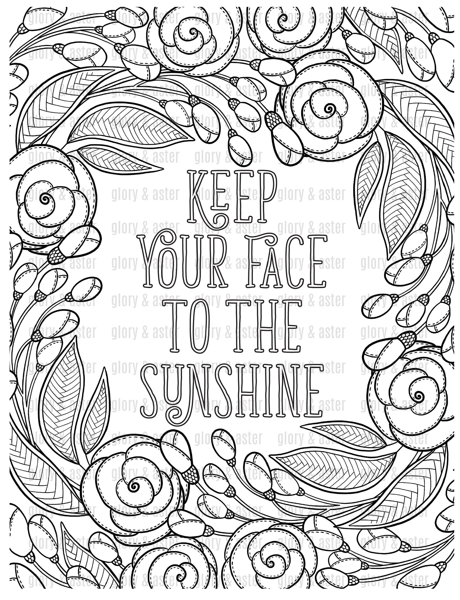 Motivational Flower Coloring Book Printable Adult Coloring Pages ...