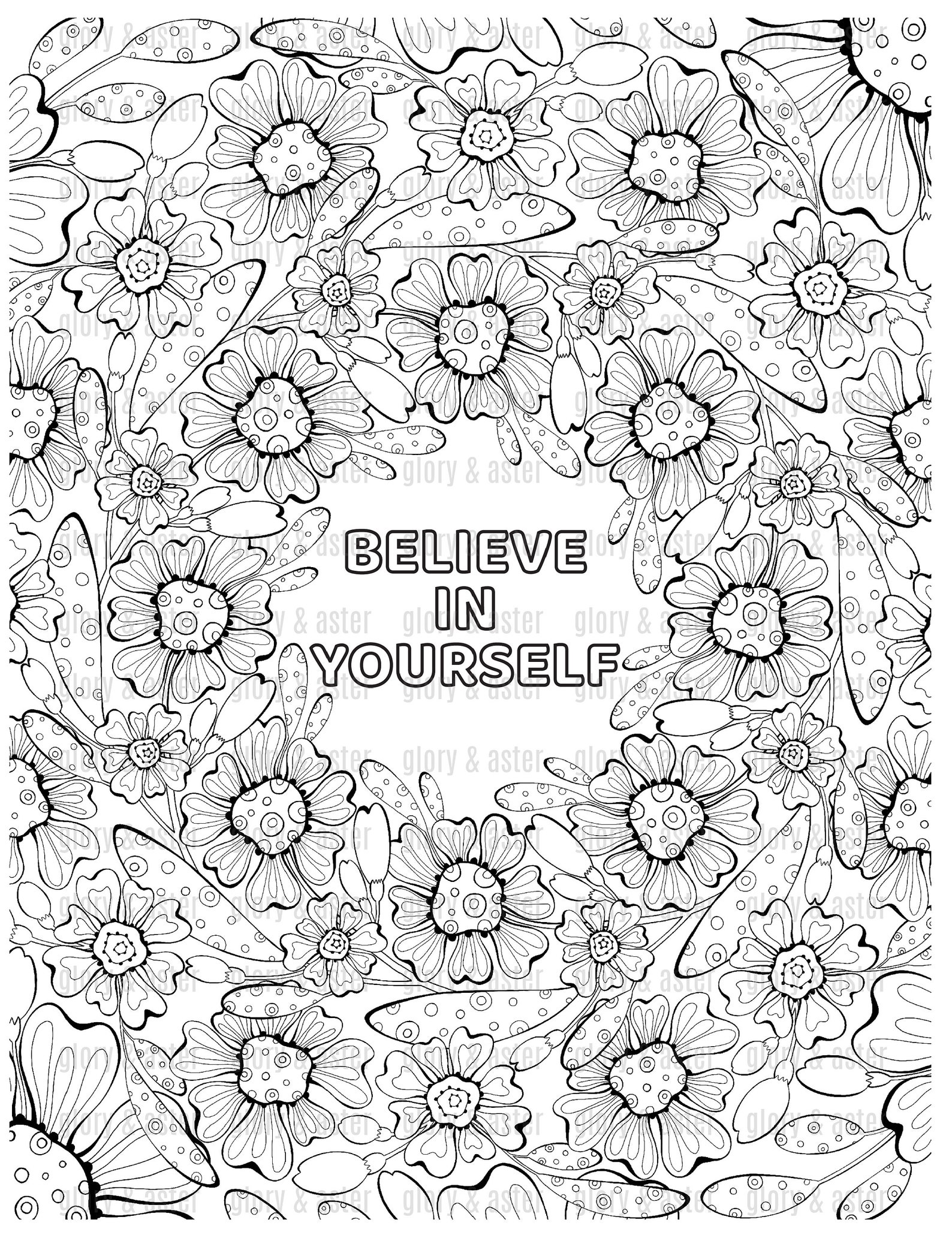Motivational Flower Coloring Book Printable Adult Coloring Pages ...