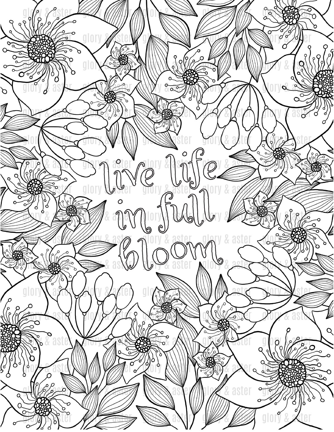Wildflowers Flower Coloring Book Printable Adult Coloring Page Instant ...