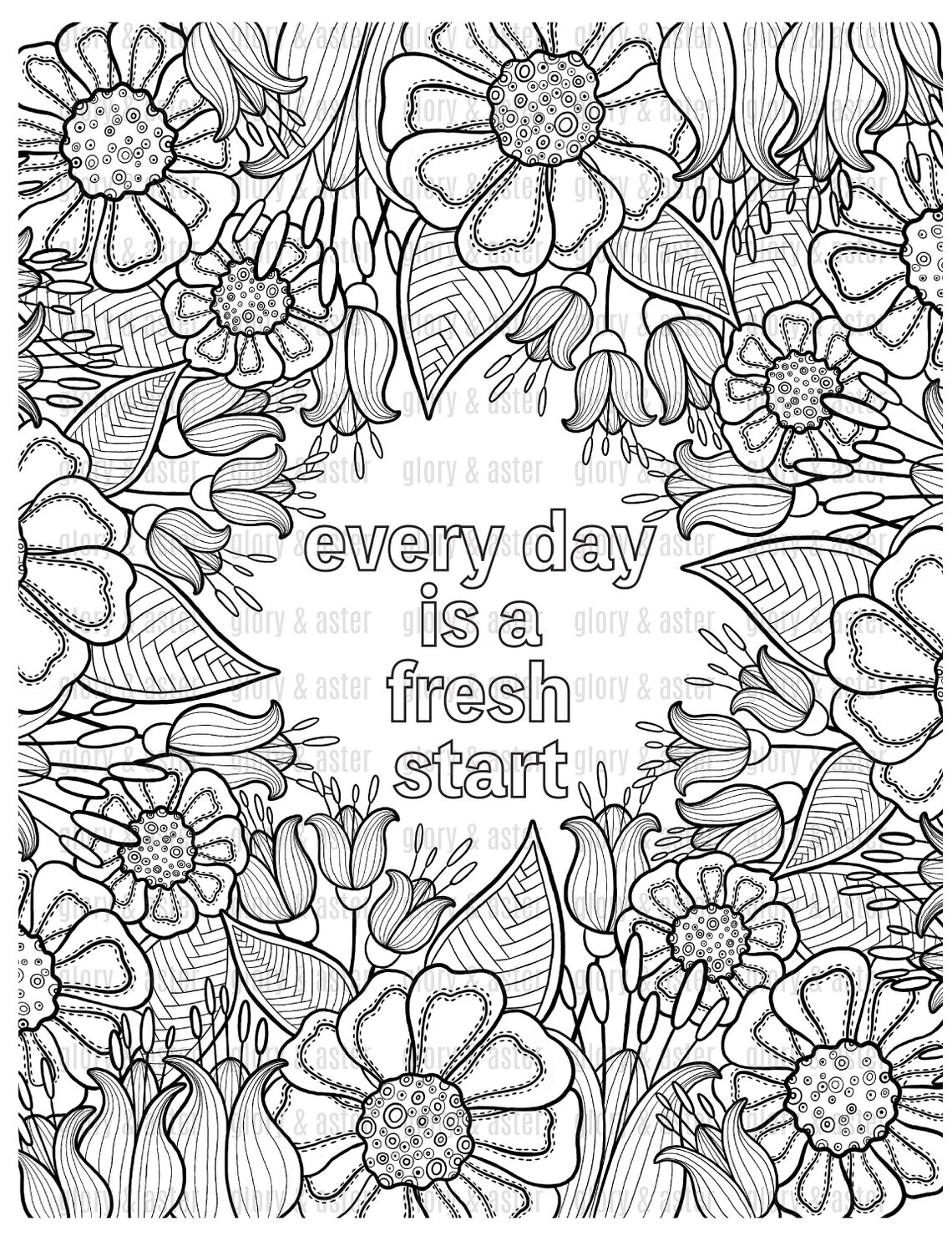 Motivational Flower Coloring Book Printable Adult Coloring Pages ...