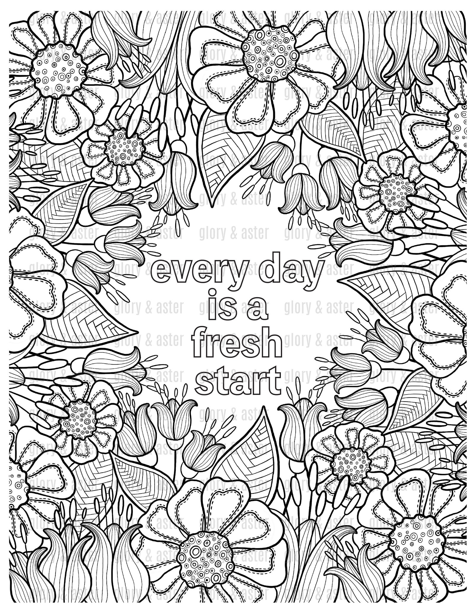 Motivational Flower Coloring Book Printable Adult Coloring Pages ...