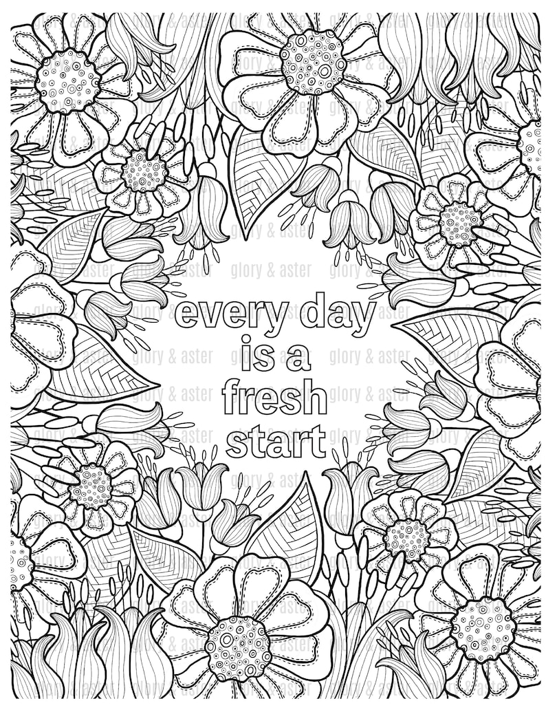 Motivational Flower Coloring Book Printable Adult Coloring Pages ...