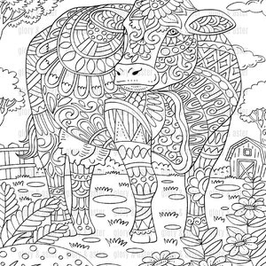 Cow Printable Coloring Page Adult Coloring Book Instant Download ...