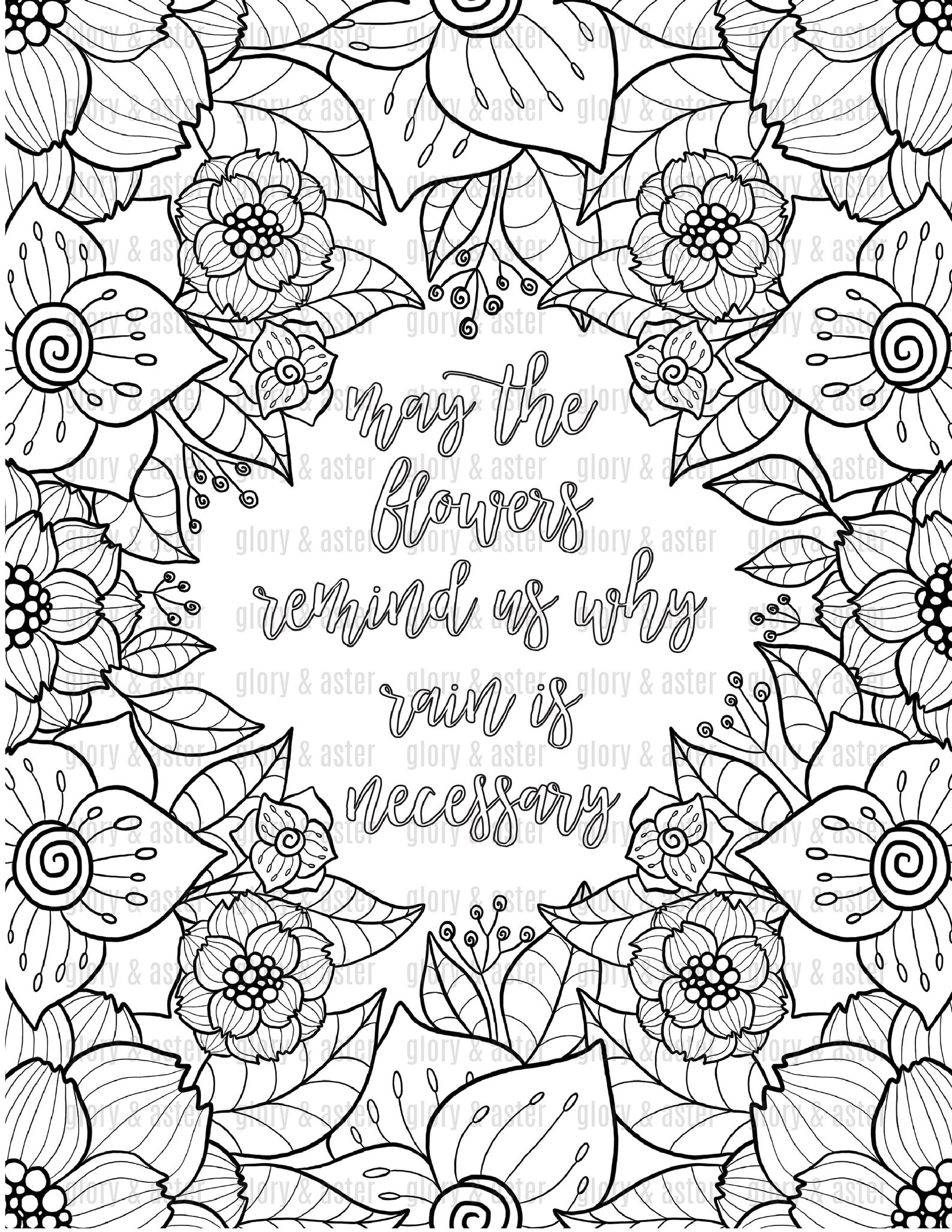 Spring Floral Coloring Book Printable Adult Coloring Pages Flower ...