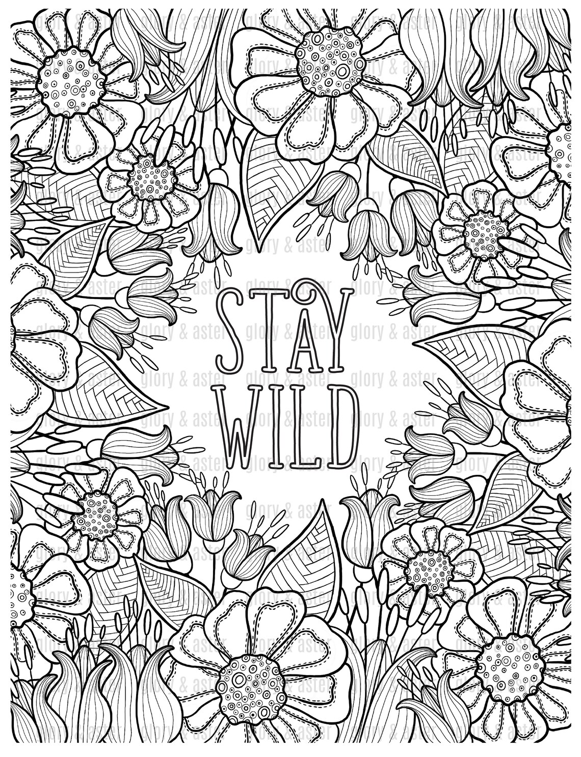 Motivational Flower Coloring Book Printable Adult Coloring - Etsy