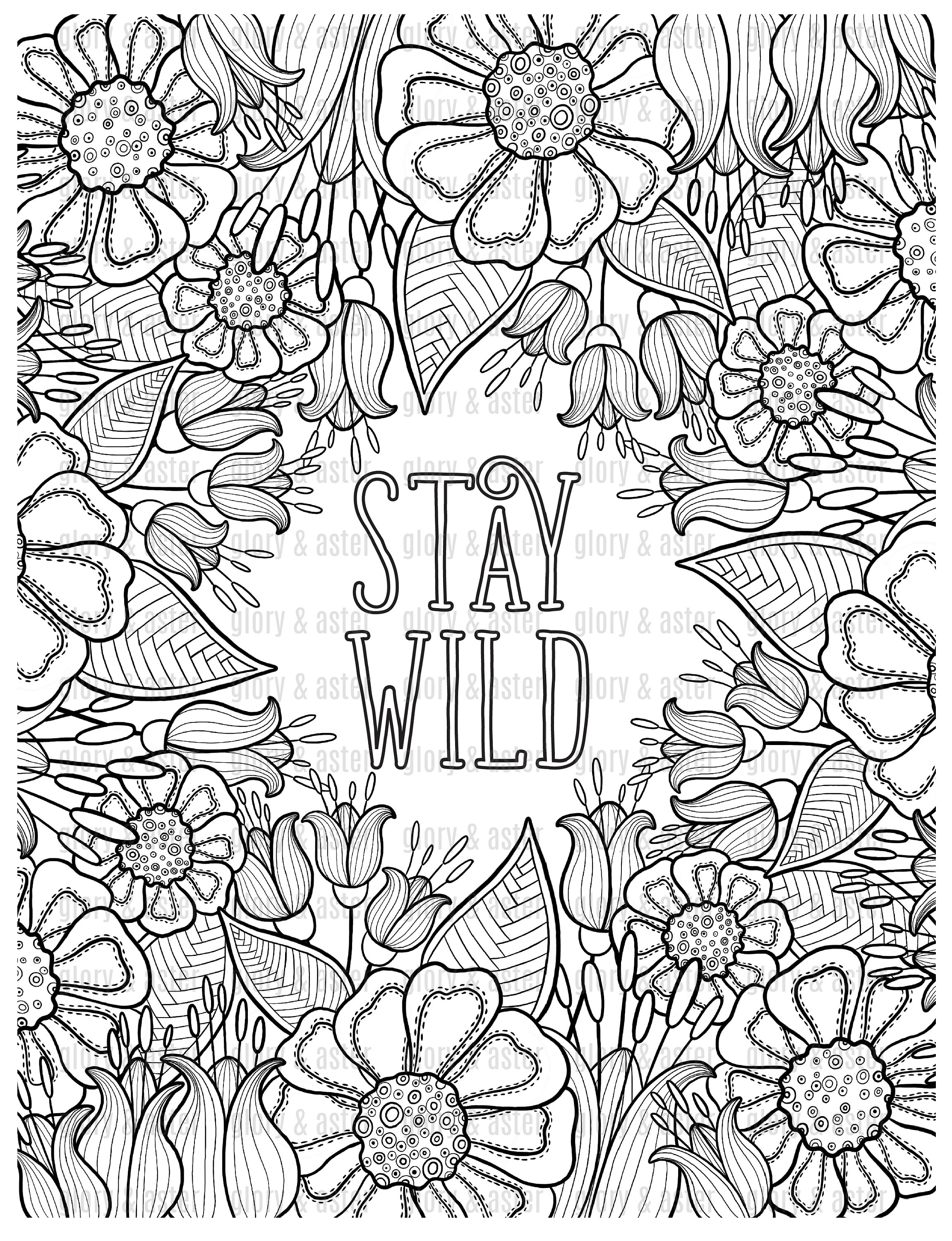 Motivational Flower Coloring Book Printable Adult Coloring - Etsy