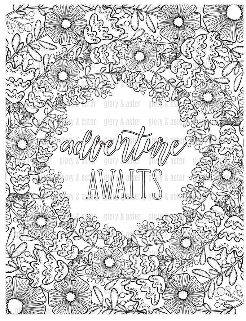 Motivational Flower Coloring Book Printable Adult Coloring Pages ...