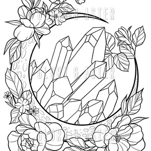 Mystical Moon Coloring Page Printable Adult Coloring Page Instant ...