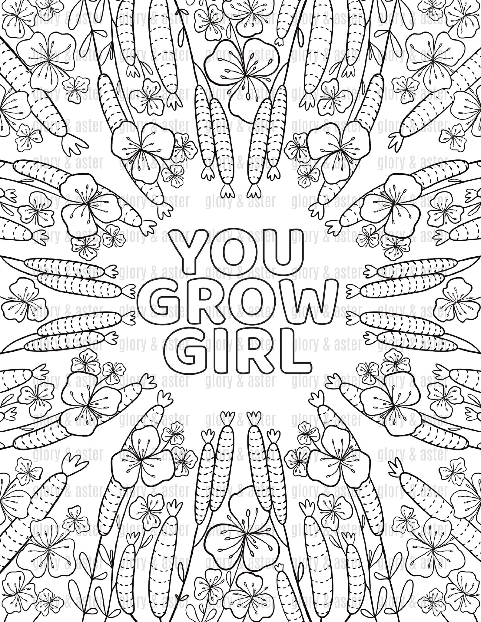 Motivational Flower Coloring Book Printable Adult Coloring - Etsy