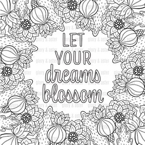 Motivational Flower Coloring Book Printable Adult Coloring - Etsy