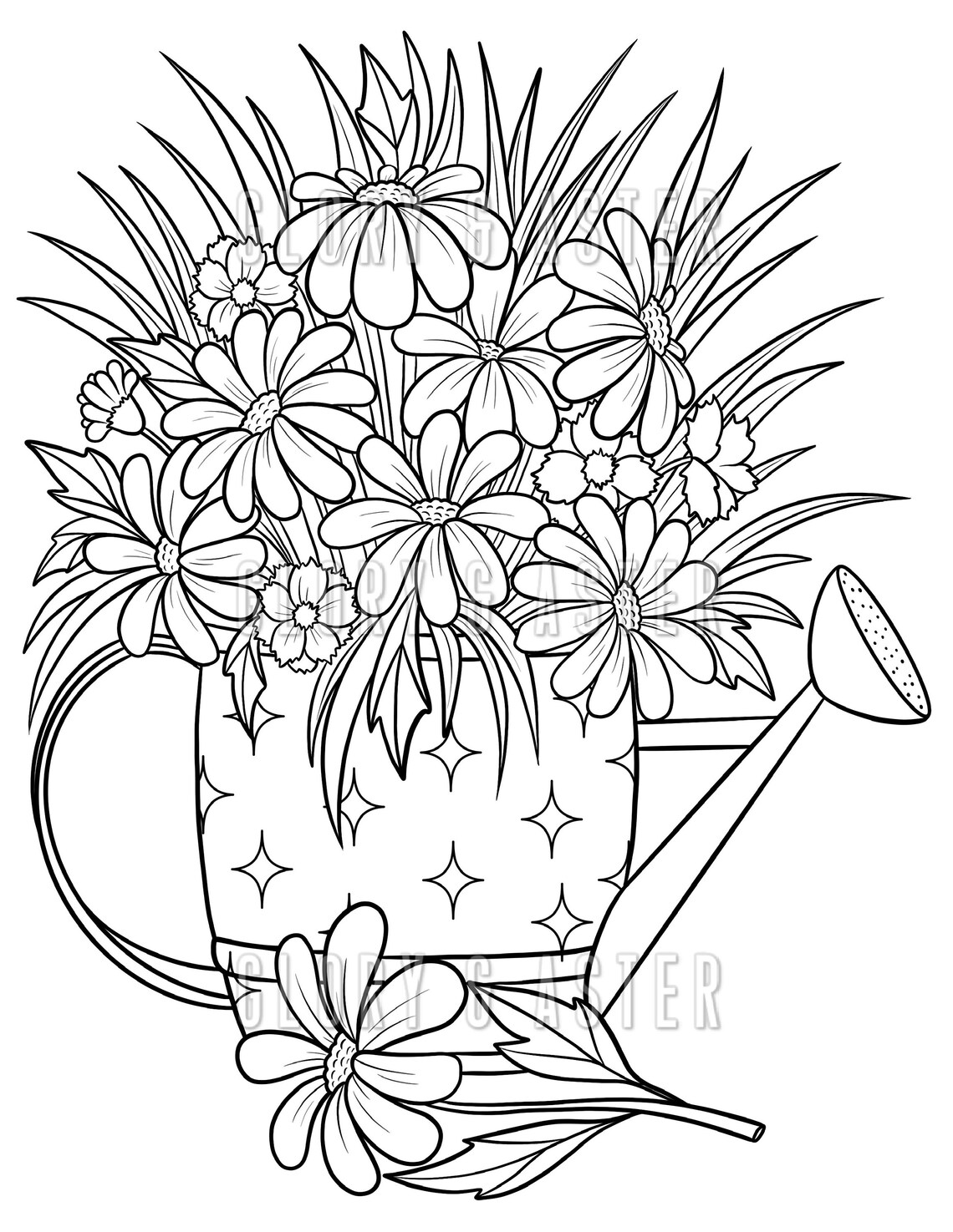 Spring Bouquet Coloring Page Printable Adult Coloring Page Instant ...