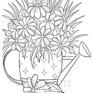 Spring Bouquet Coloring Page Printable Adult Coloring Page Instant ...