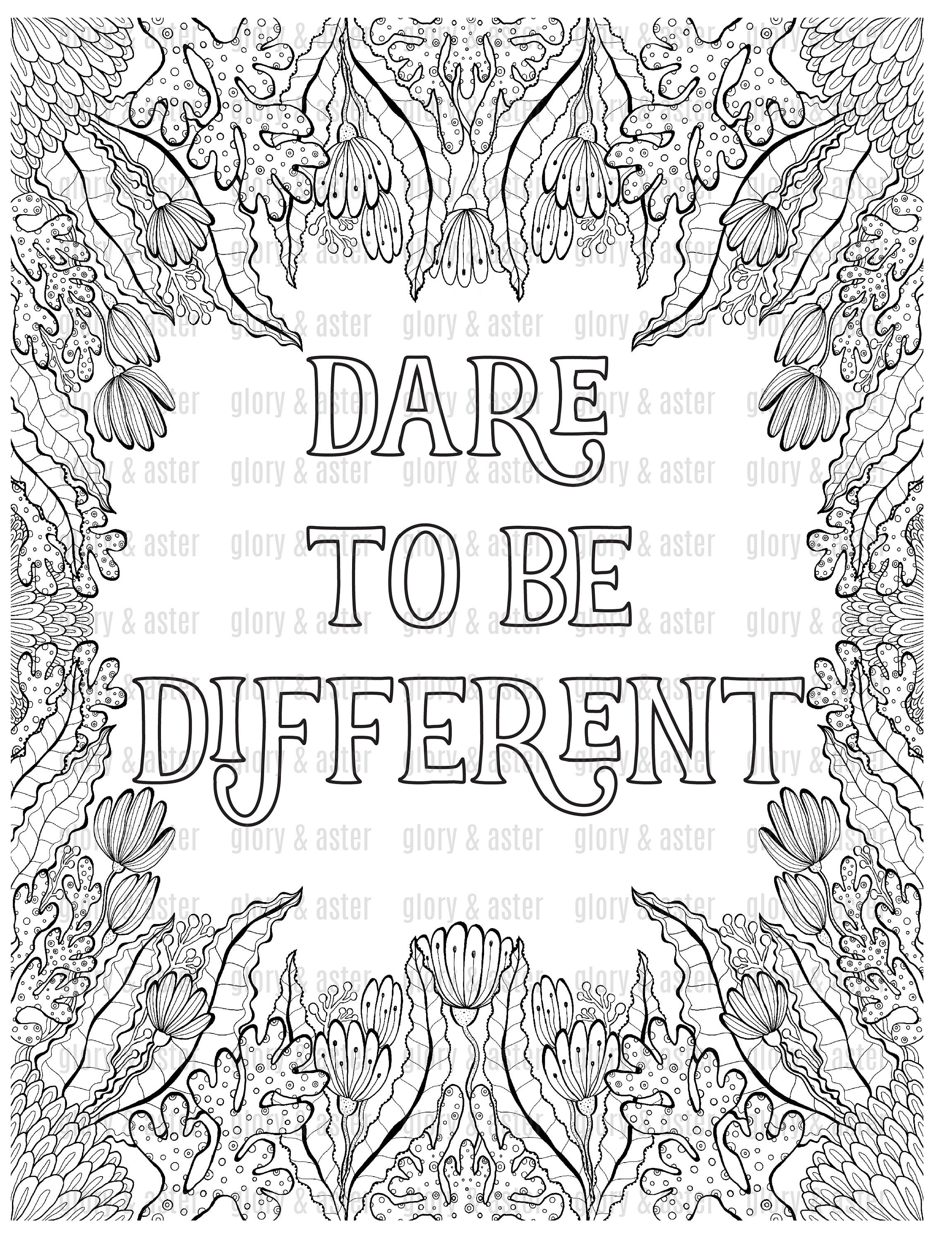 Motivational Flower Coloring Book Printable Adult Coloring Pages ...