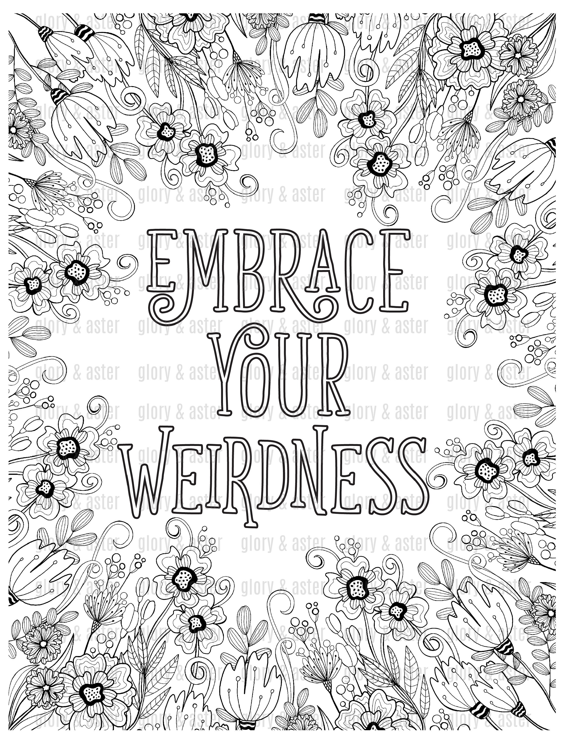 Motivational Flower Coloring Book Printable Adult Coloring Pages ...