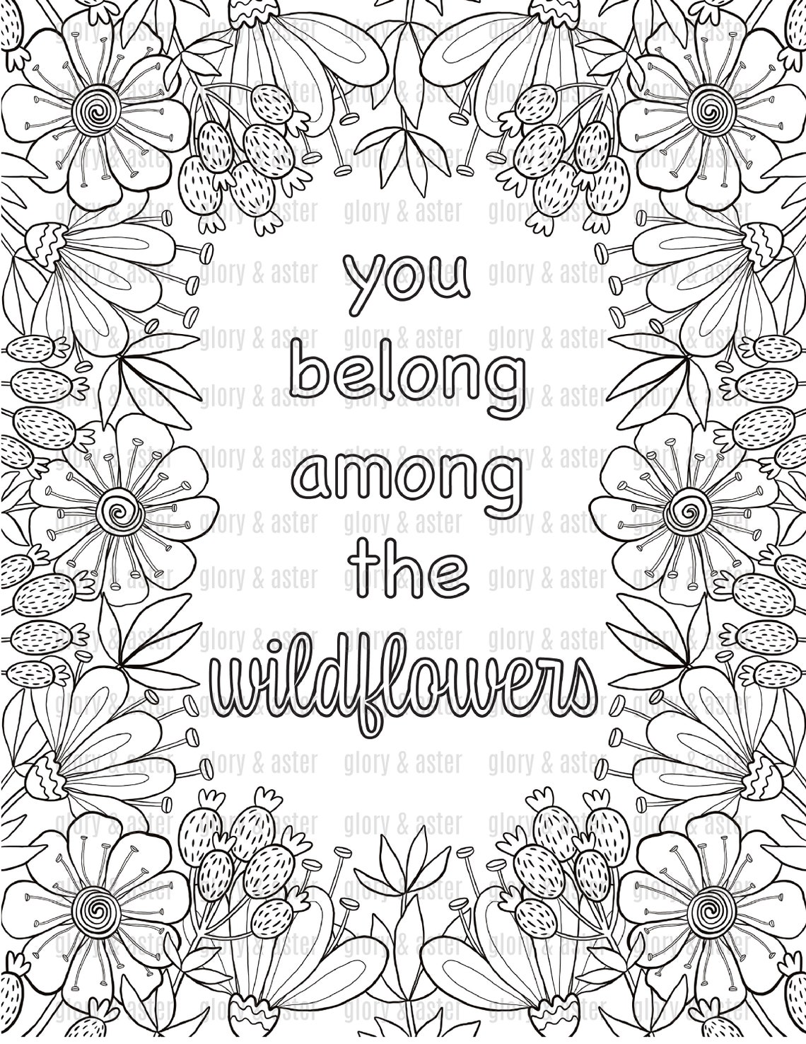 Motivational Flower Coloring Book Printable Adult Coloring - Etsy