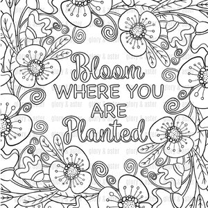Motivational Flower Coloring Book Printable Adult Coloring - Etsy