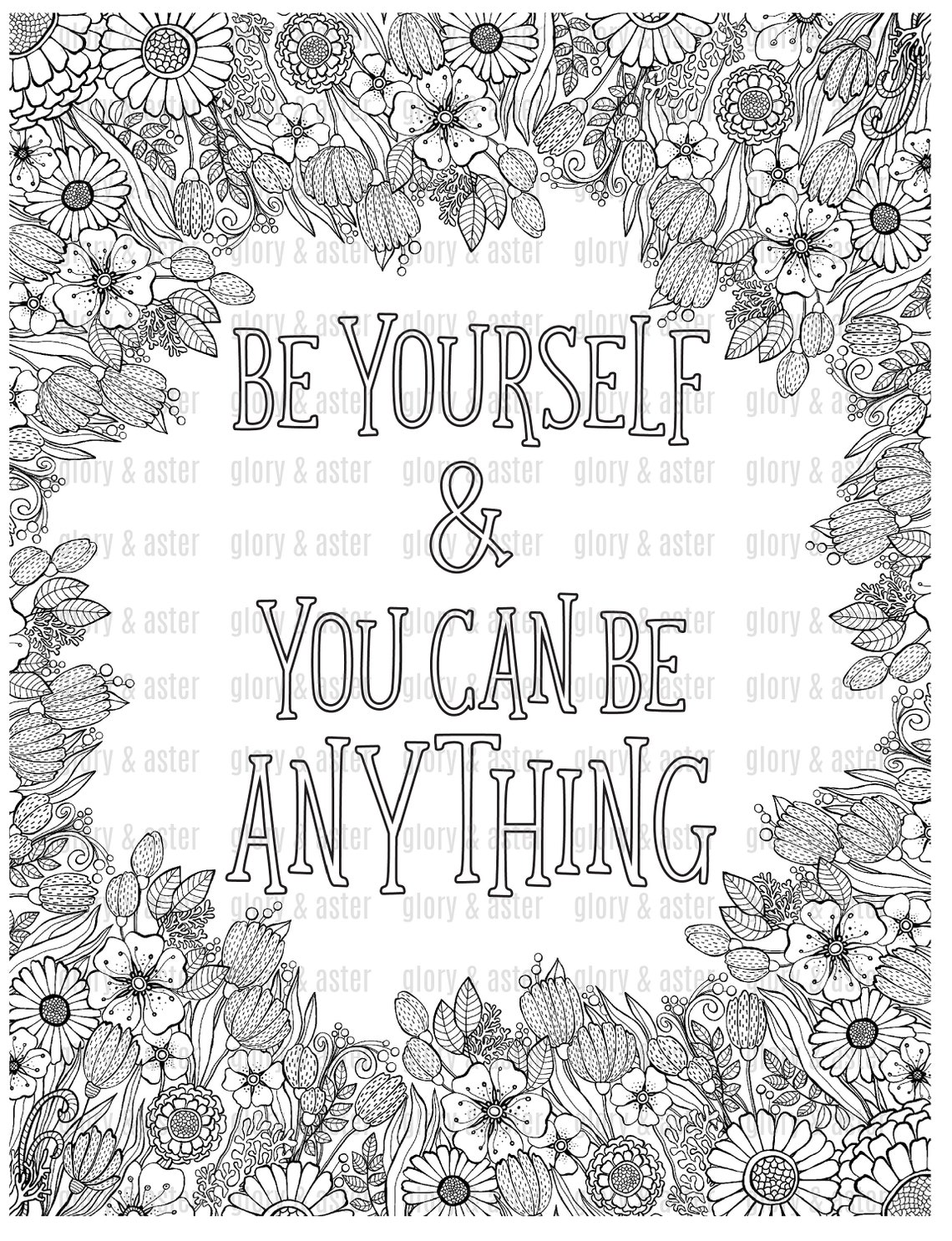 Motivational Flower Coloring Book Printable Adult Coloring Pages ...
