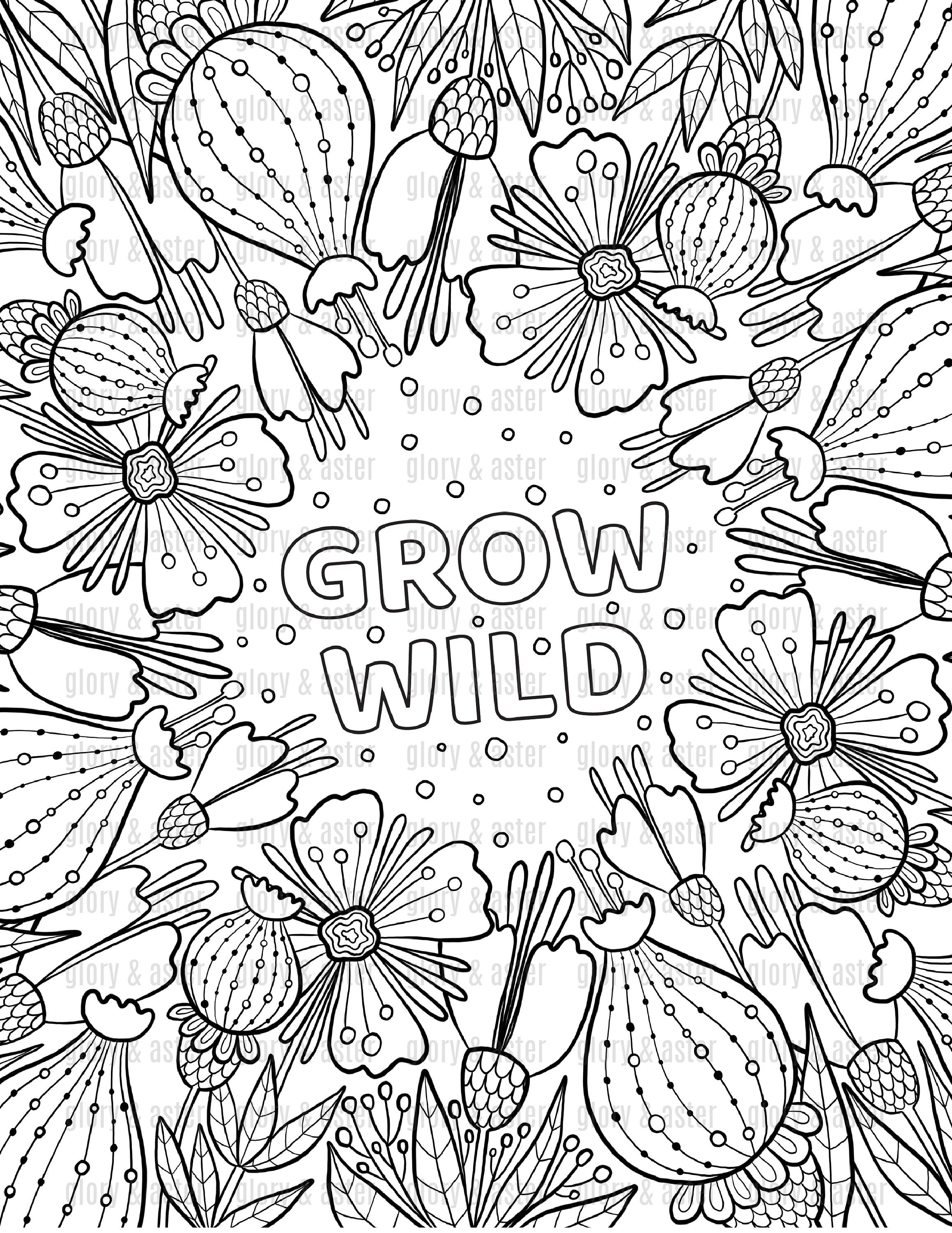 Spring Floral Coloring Book Printable Adult Coloring Pages Flower ...