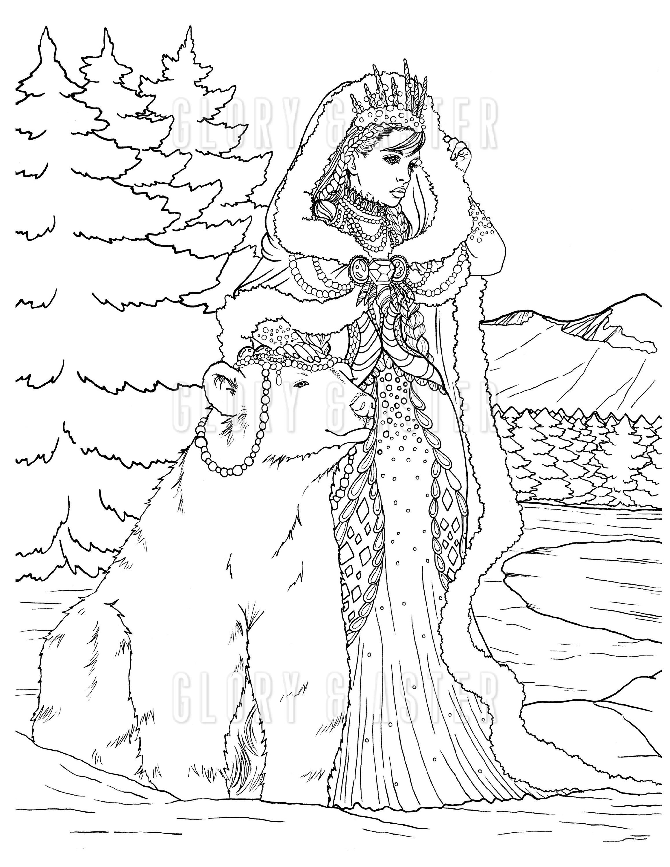Snow Queen Coloring Page Coloring Sheets Fantasy Coloring Page Instant ...