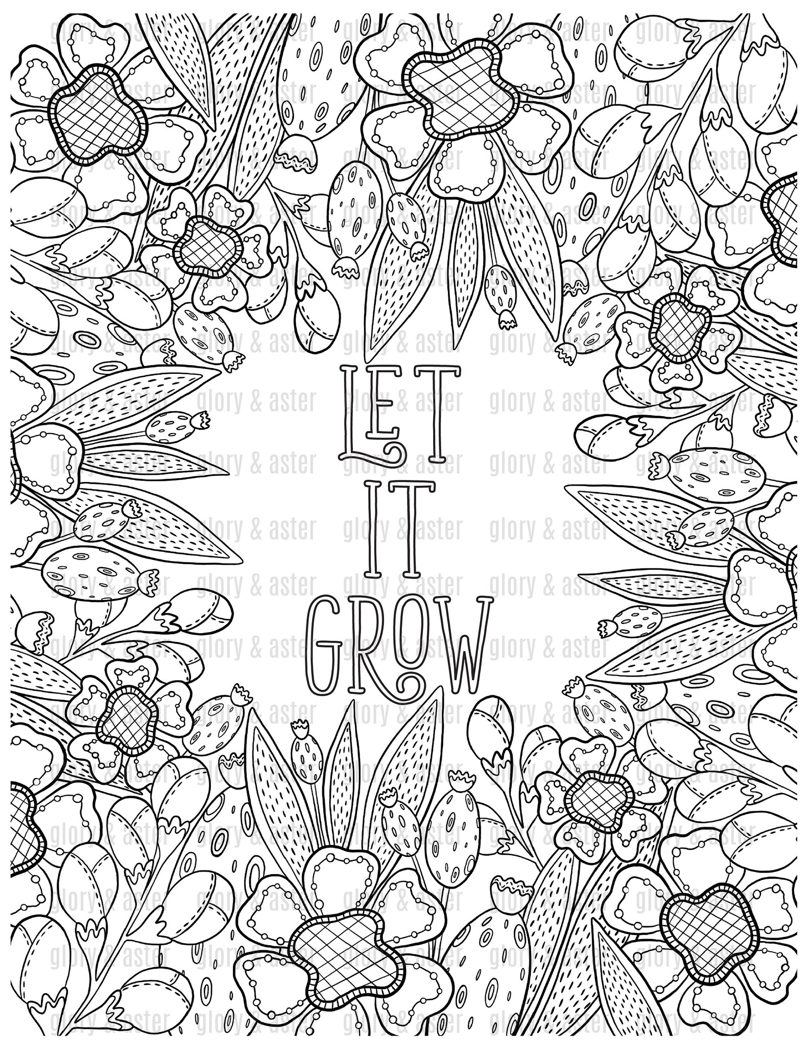 Motivational Flower Coloring Book Printable Adult Coloring - Etsy