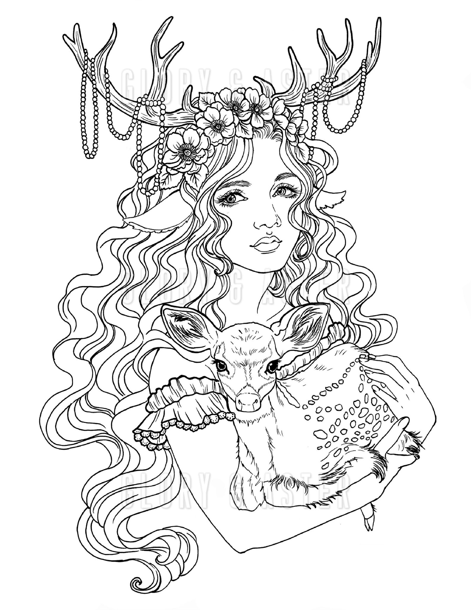 Fawn Coloring Page Coloring Sheets Fantasy Coloring Page Instant ...