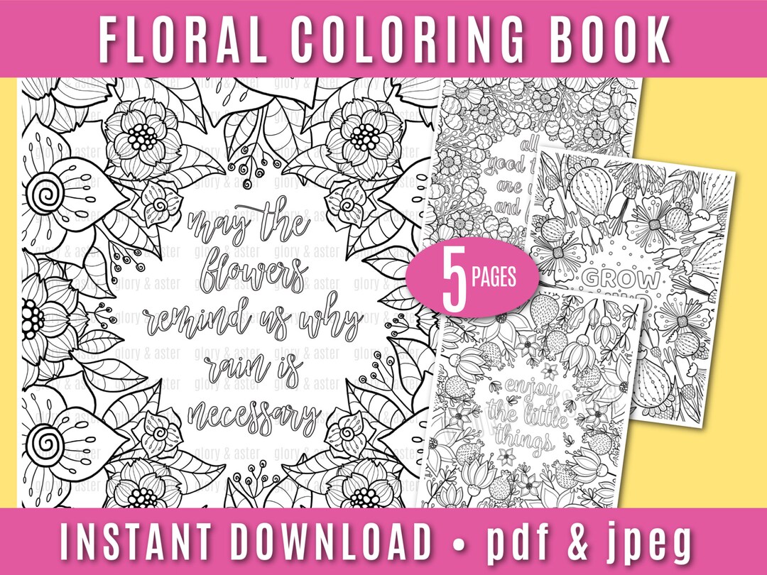 Spring Floral Coloring Book Printable Adult Coloring Pages Flower ...