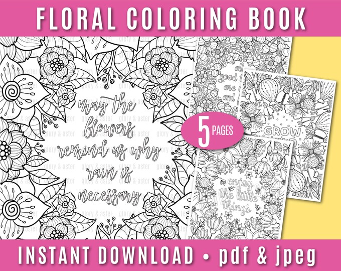 Spring Floral Coloring Book Printable Adult Coloring Pages Flower ...