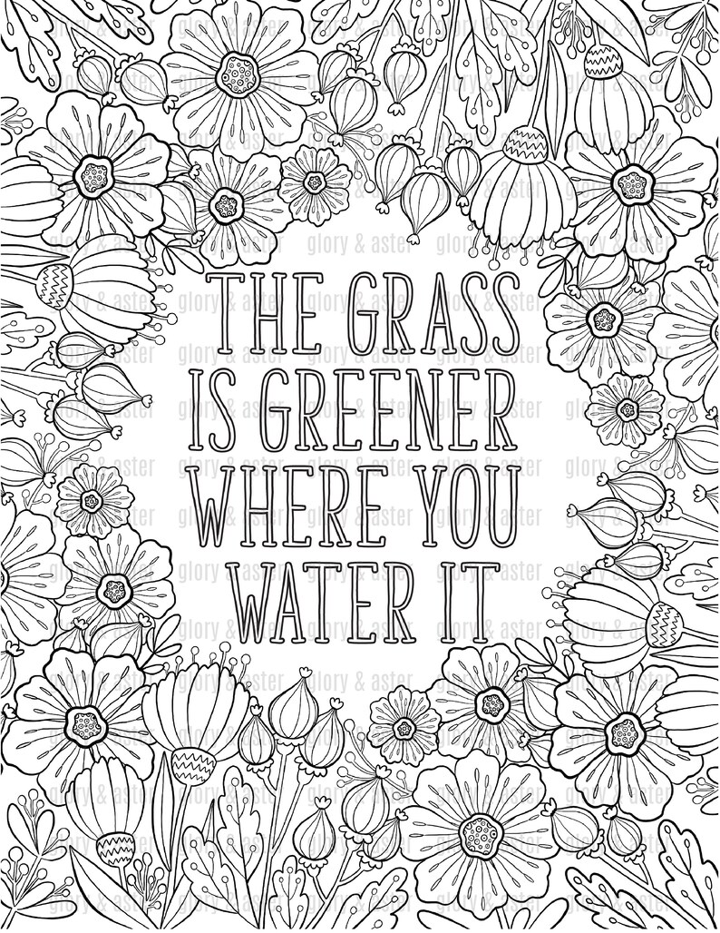 Wildflowers Flower Coloring Book Printable Adult Coloring Page Instant ...