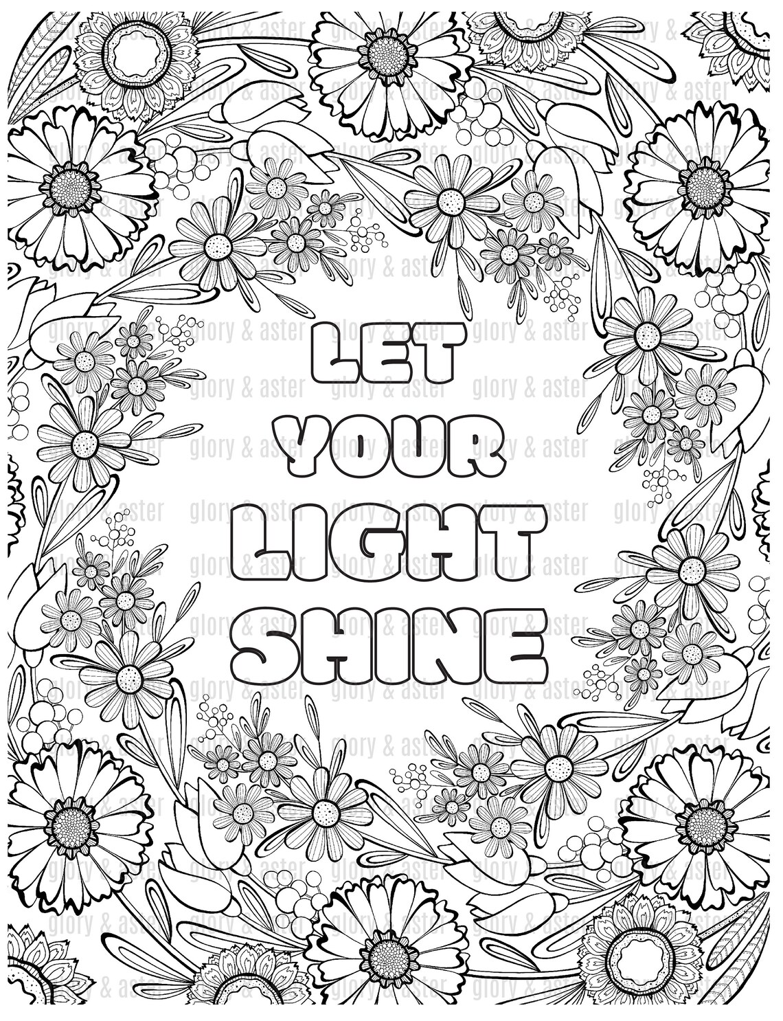 Motivational Flower Coloring Book Printable Adult Coloring Pages ...