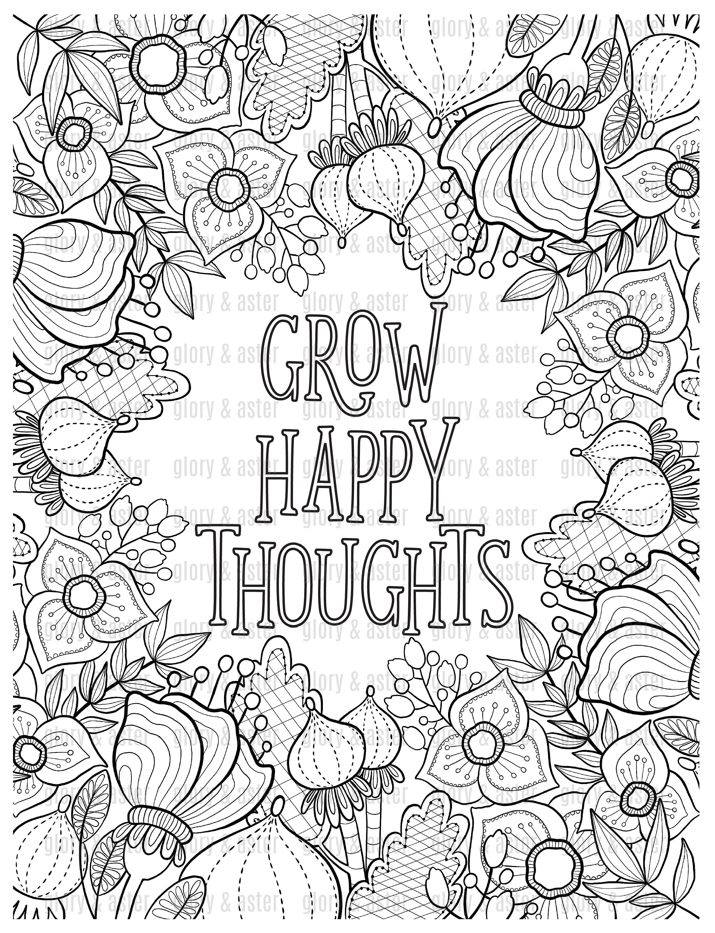 Motivational Flower Coloring Book Printable Adult Coloring - Etsy
