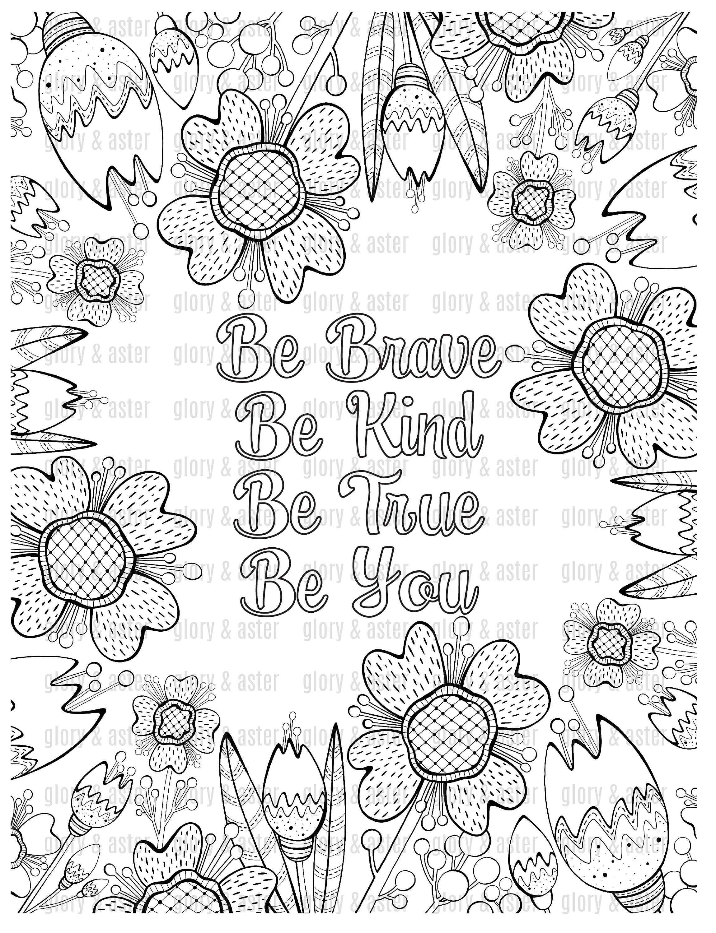 Motivational Flower Coloring Book Printable Adult Coloring Pages ...