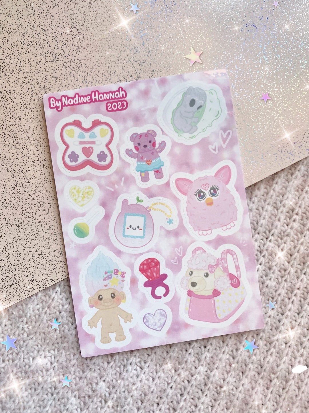 Nostalgic Sticker Sheet Furby, Troll, Alien in Slime, 90s Kid, Y2k ...