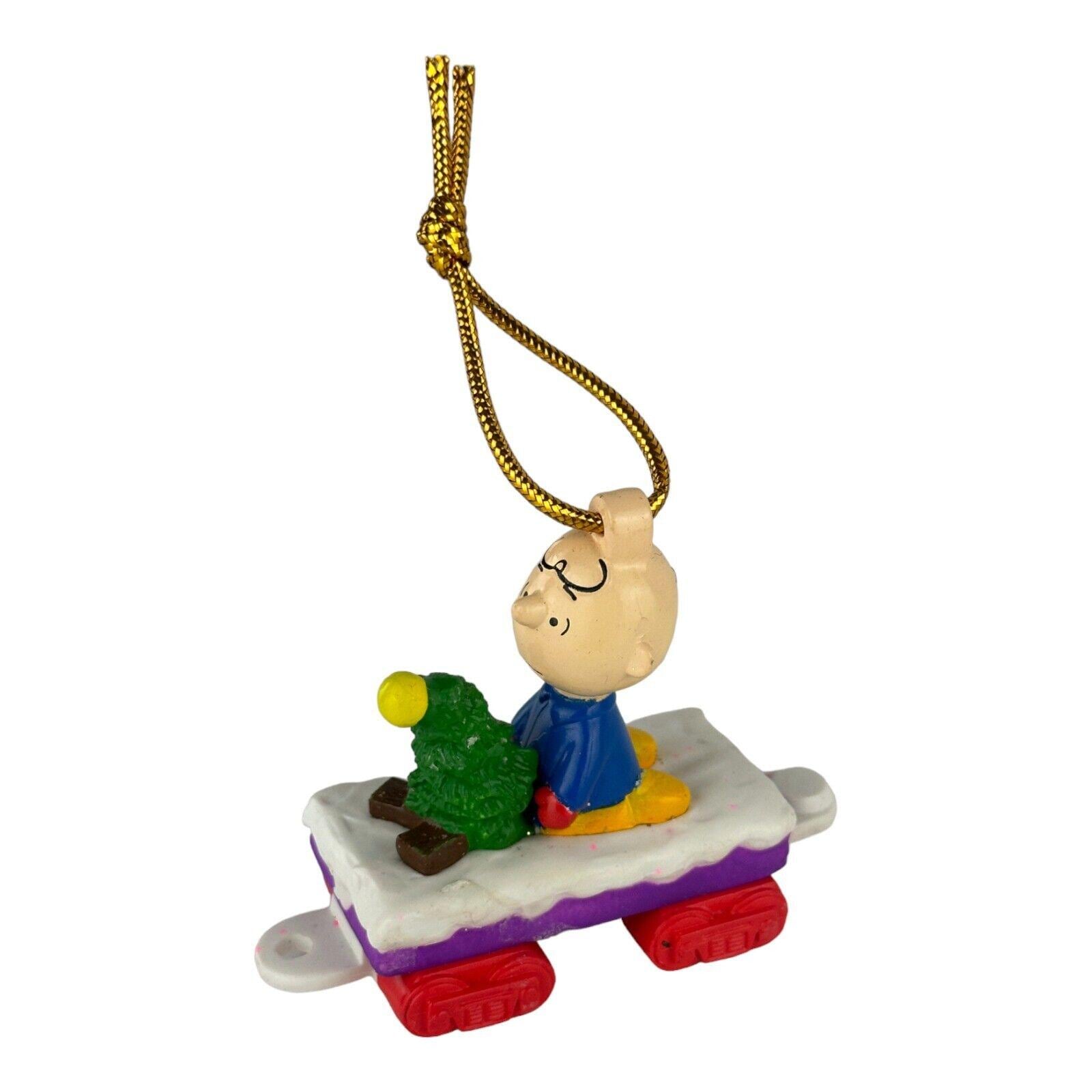Peanuts Charlie Brown Christmas Ornament on a Train With Tree Blue ...