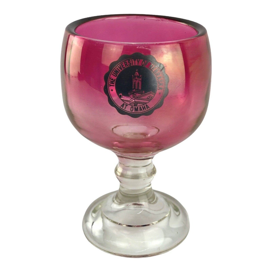 Vintage University of Nebraska at Omaha Goblet Ruby Red Flash Glass ...
