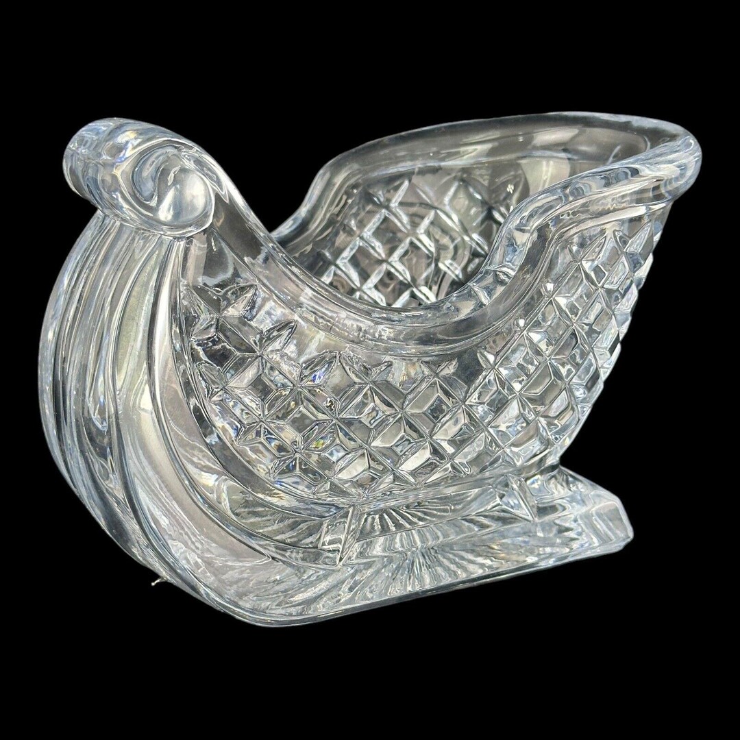 Vintage Crystal Glass Sleigh Diamond Pattern Christmas Holiday Candy ...