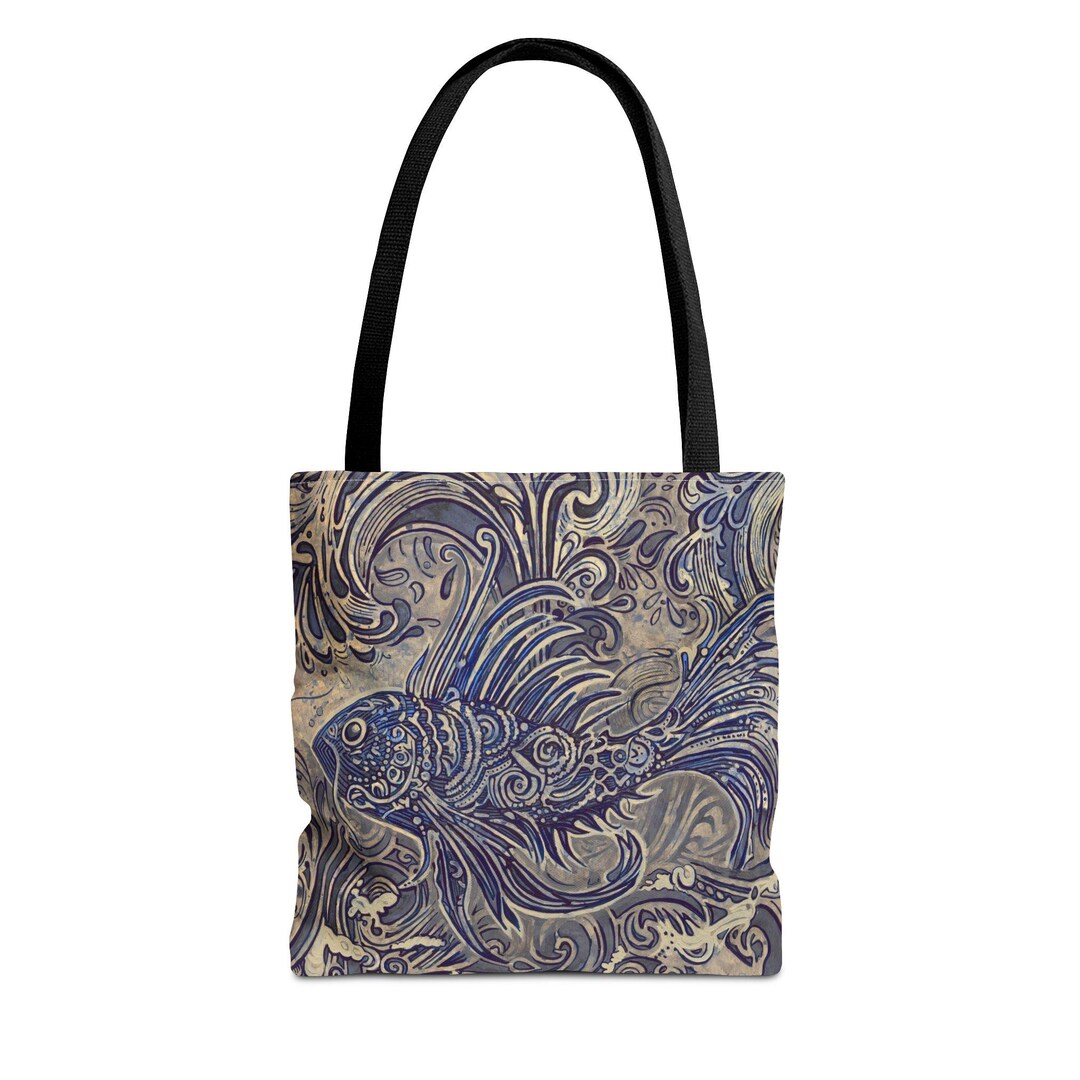 Lionfish Tote Bag, Marine Life Beach Bag, Ocean Lover Shoulder Tote ...