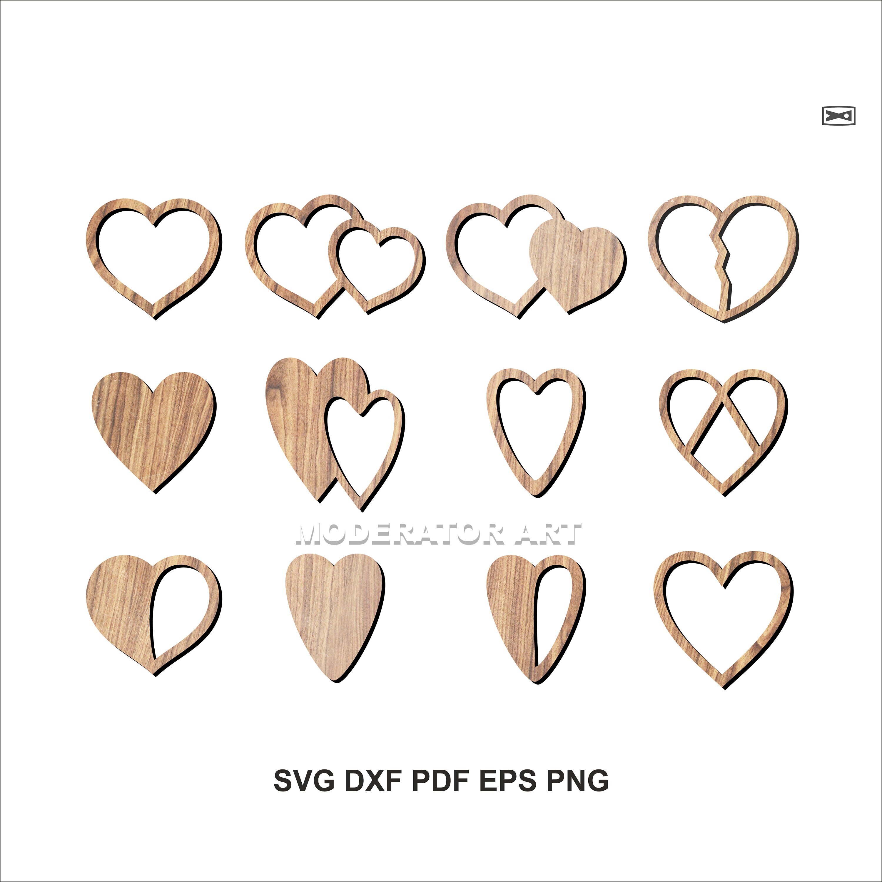 Heart SVG DXF PNG silhouette clipart Valentine Hearts bundle | Etsy ...