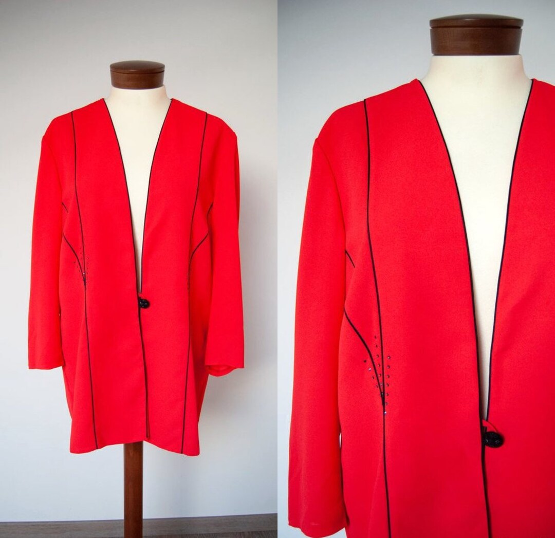 80s Duster, 80s Jacket, Summer Duster, Red Duster, Vintage Duster, 80s ...