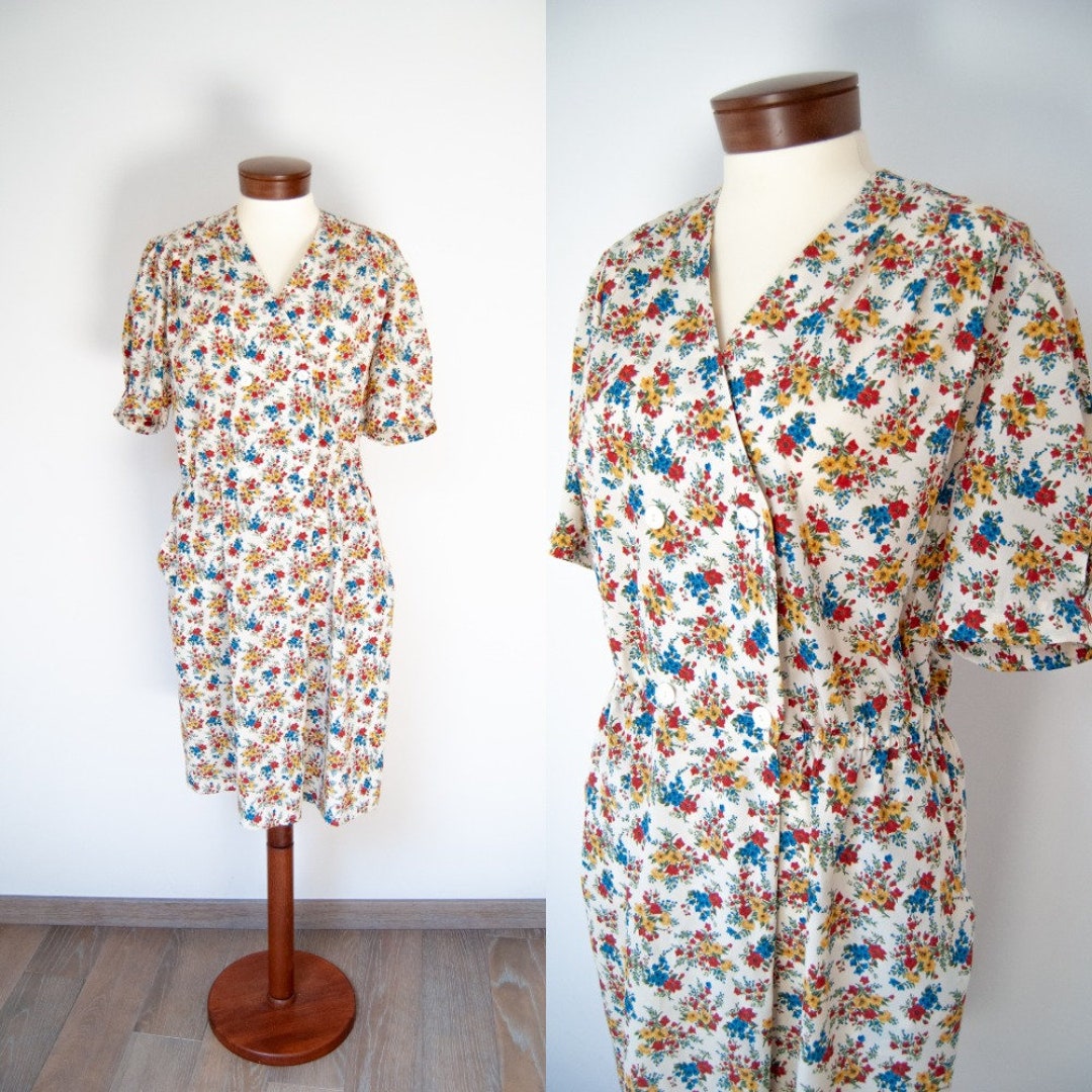 80s Dress, 1980s Dress, 80s Floral Dress, Flower Dress, Summer Dress ...