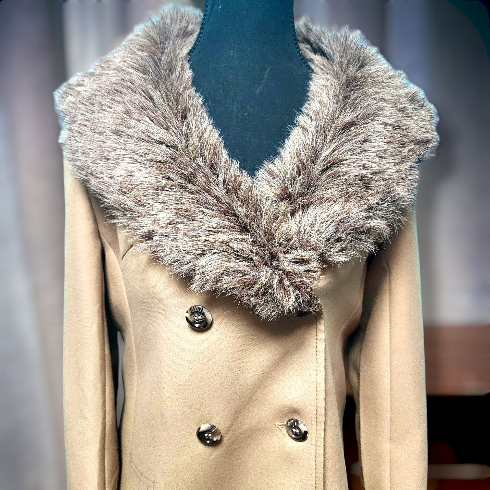 Vintage London Fog Fur Coat Sz 12 Peacoat With Plaid Wool Lining C.1970s - Etsy