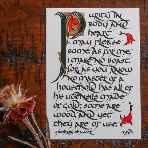 Medieval Manuscript Calligraphy Art Print Hand-finished With | Etsy