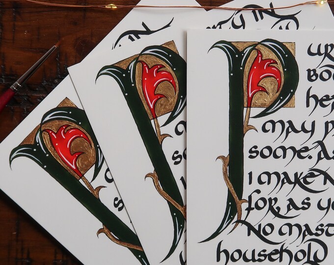 Medieval Manuscript Calligraphy Art Print, Hand-finished With Acrylic ...
