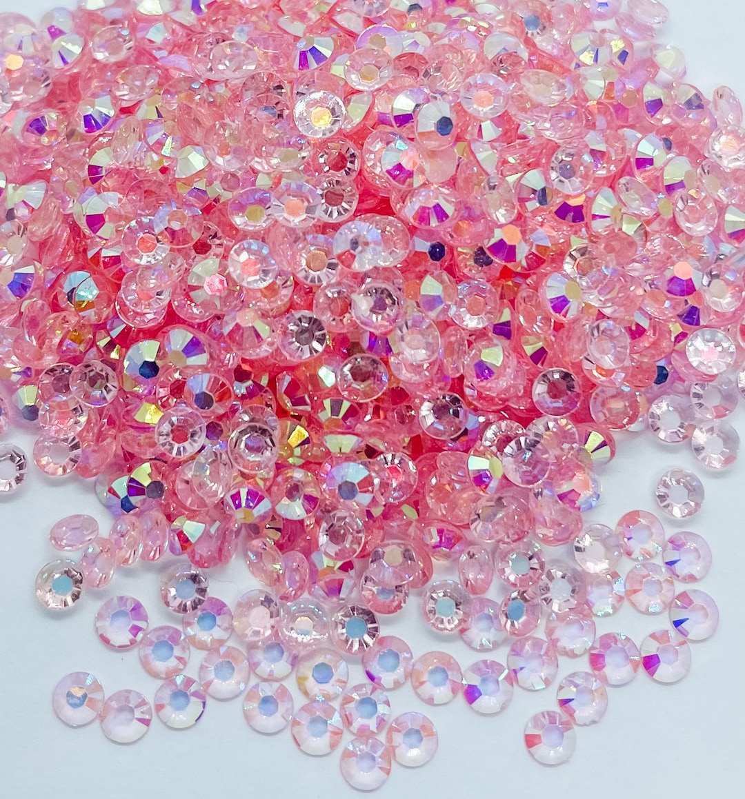 Translucent Light Pink AB Resin Jelly Rhinestone Rhinestones Non Hotfix ...