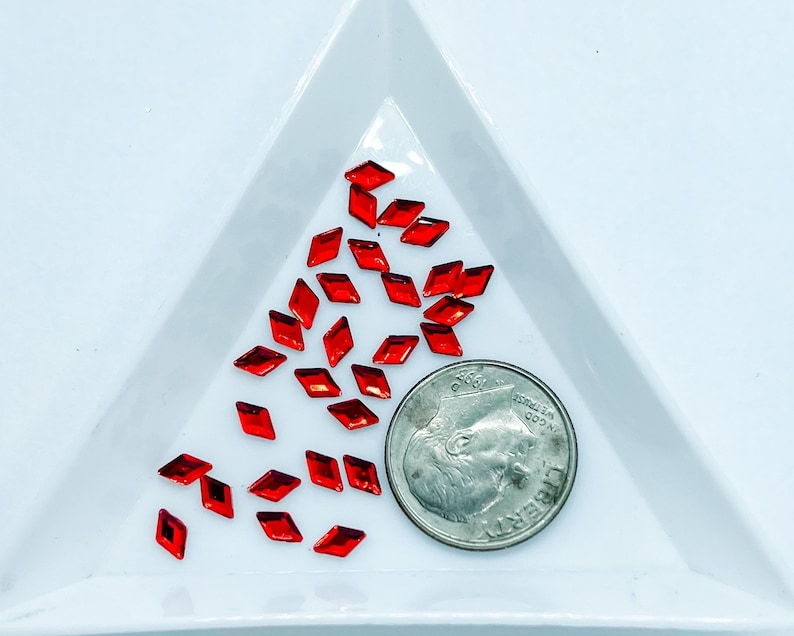 3x5mm Siam Red Rhombus Shape Shaped Flatback Flat Back Rhinestone ...