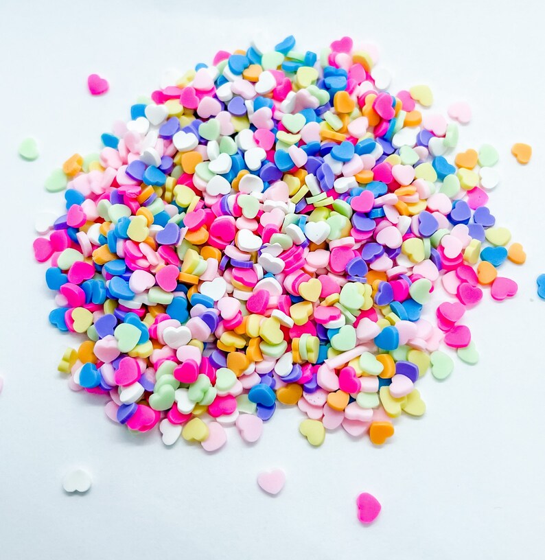 Colorful Heart Hearts Sprinkle Slime Polymer Clay Slice Slices | Etsy
