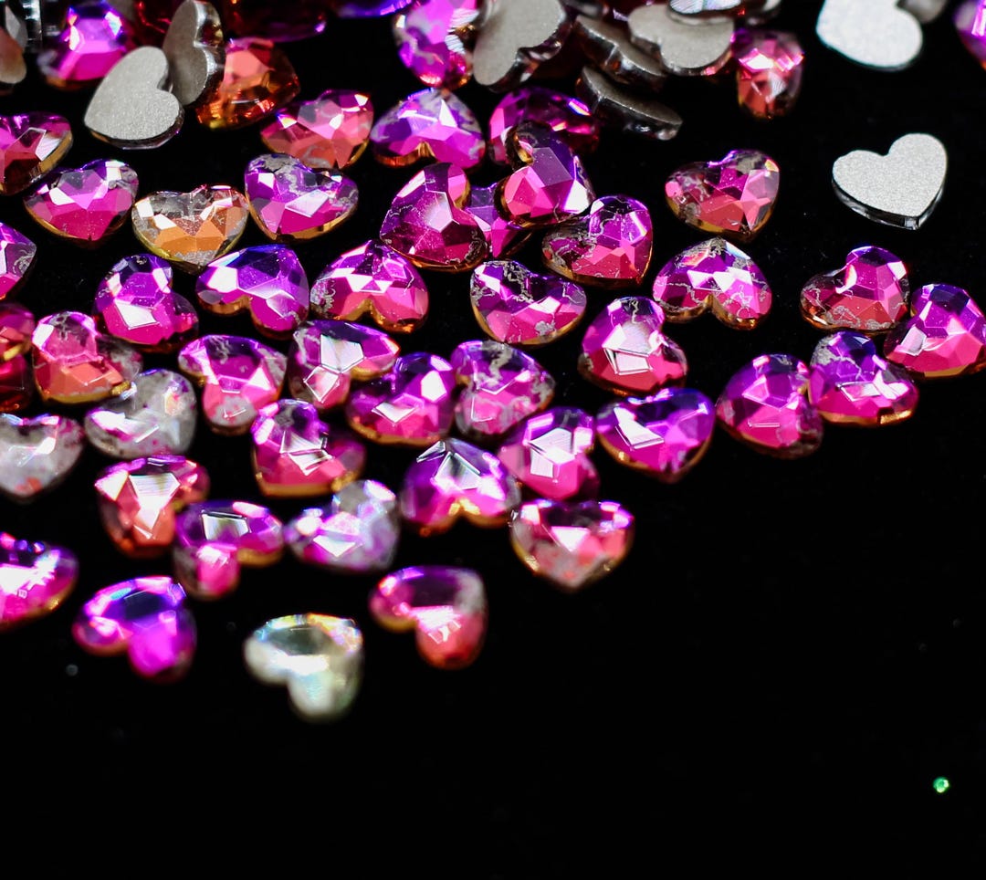 Purple Flare Crackle Heart Rhinestone Glass Flatback Flat Back 6MM ...