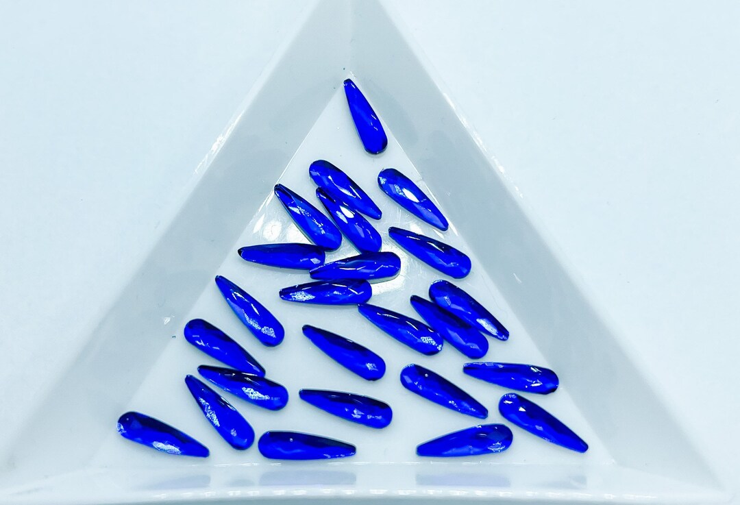 3x10mm Cobalt Blue Long Drop Shape Shaped Flatback Flat Back Rhinestone ...