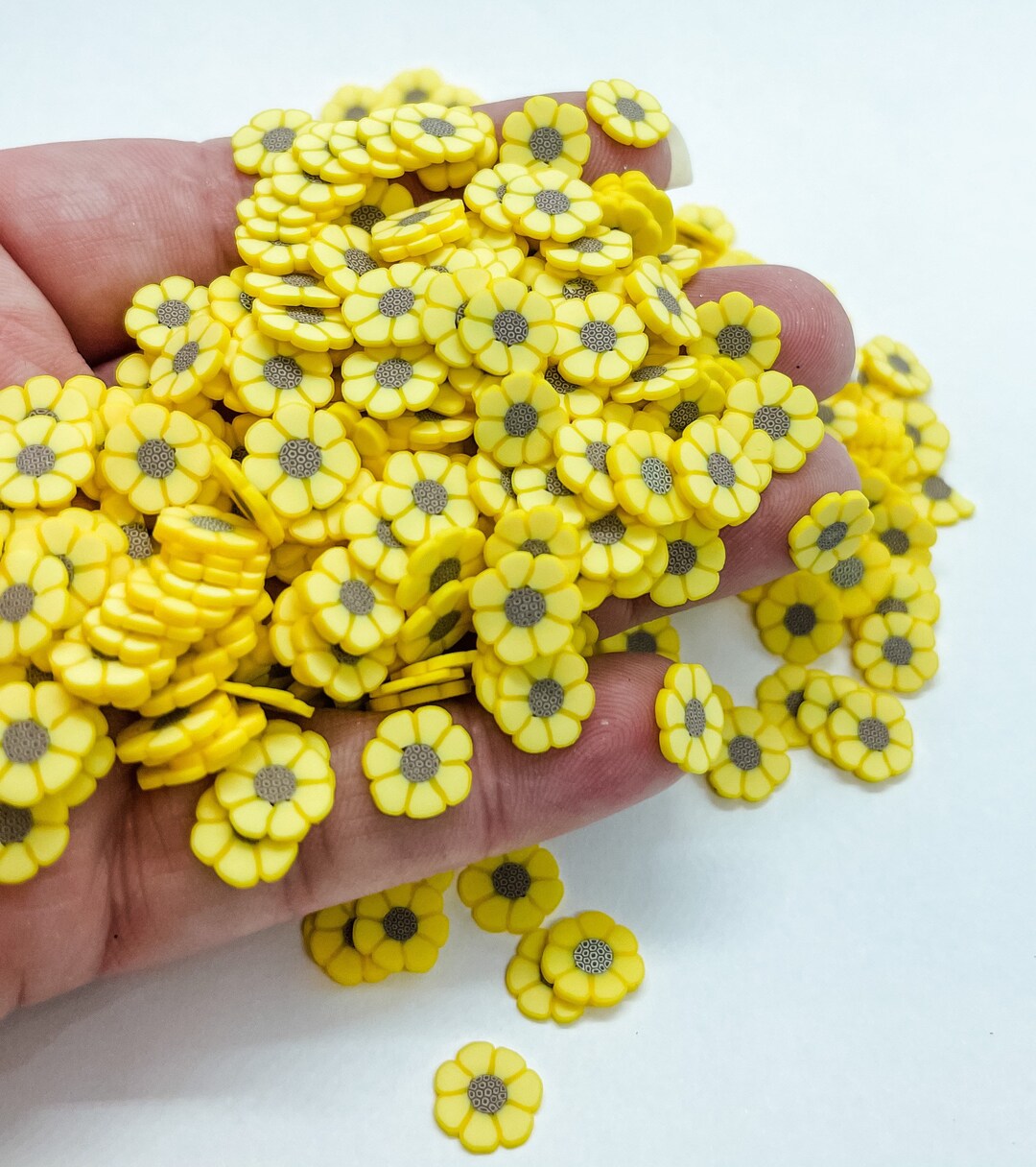 LARGE Sunflower Flower Flowers 10mm Sprinkle Slime Polymer Clay Slice ...