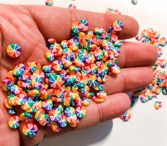Jewel Tone Colorful Candy Pinwheel Stripe Polymer Clay Slice - Etsy