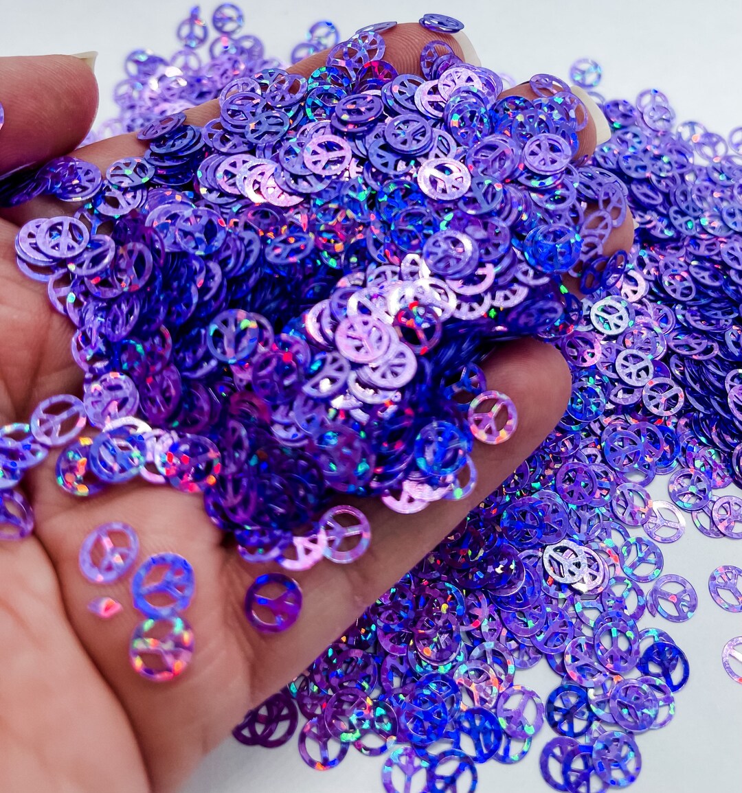 Purple Lavender Holographic Peace Sign Love Fun Party Confetti Chunky ...